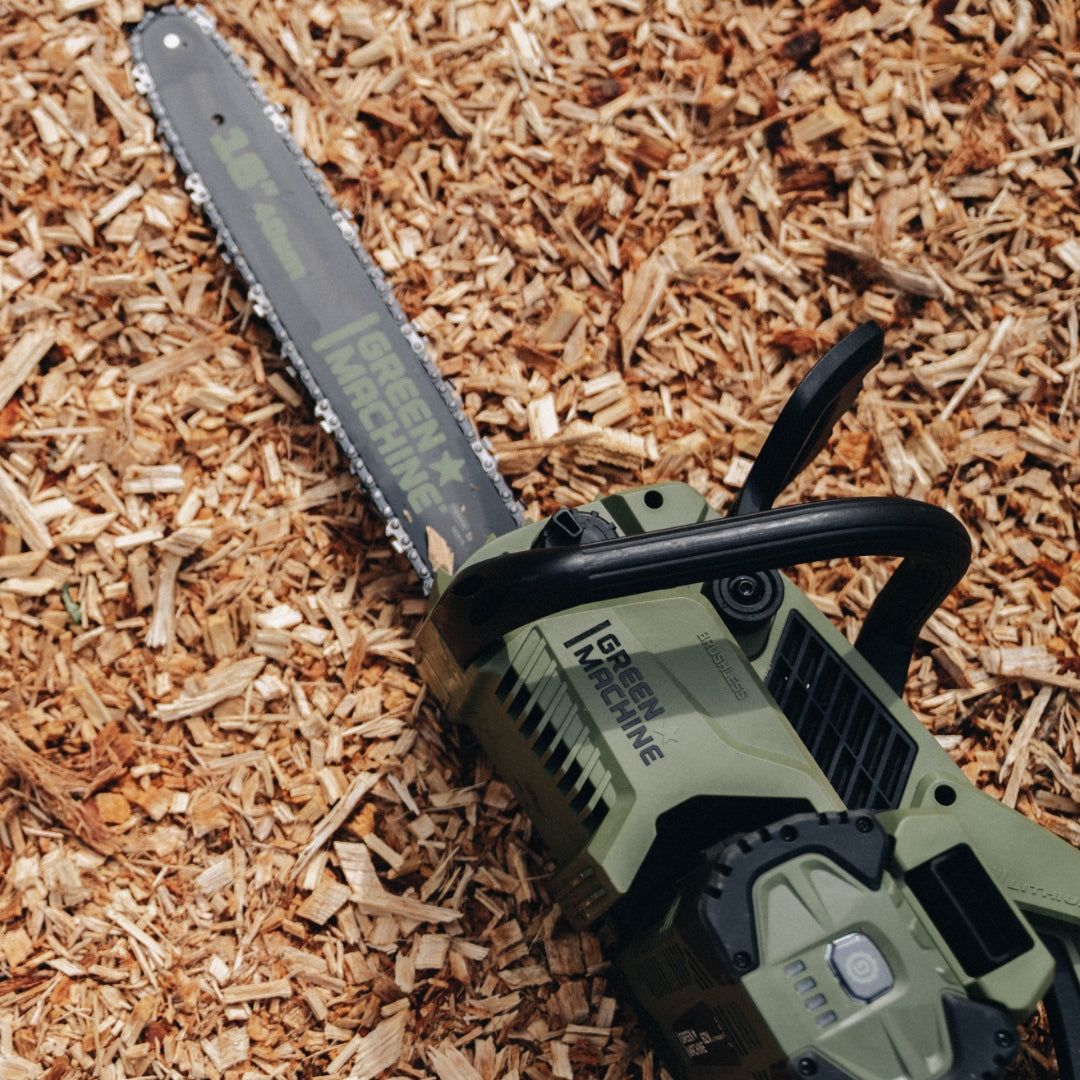 62V Cordless 16" Chainsaw with 4 Ah Battery and Charger – Green Machine USA