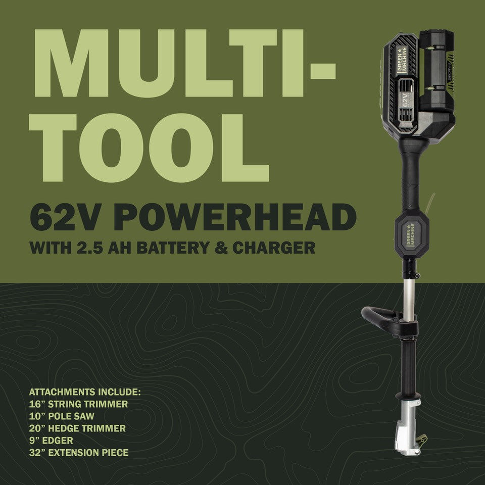 62V Multi-Tool Power Head with 2.5 Ah Battery – Green Machine USA